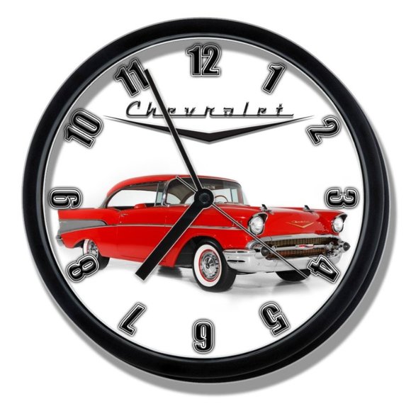 Clock | Wall Decor | Chevrolet Bel Air Red Classic Car Wall Clock New ...